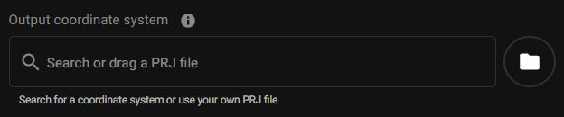 New dataset > Processing options > Output coordinate system - PIX4Dcloud